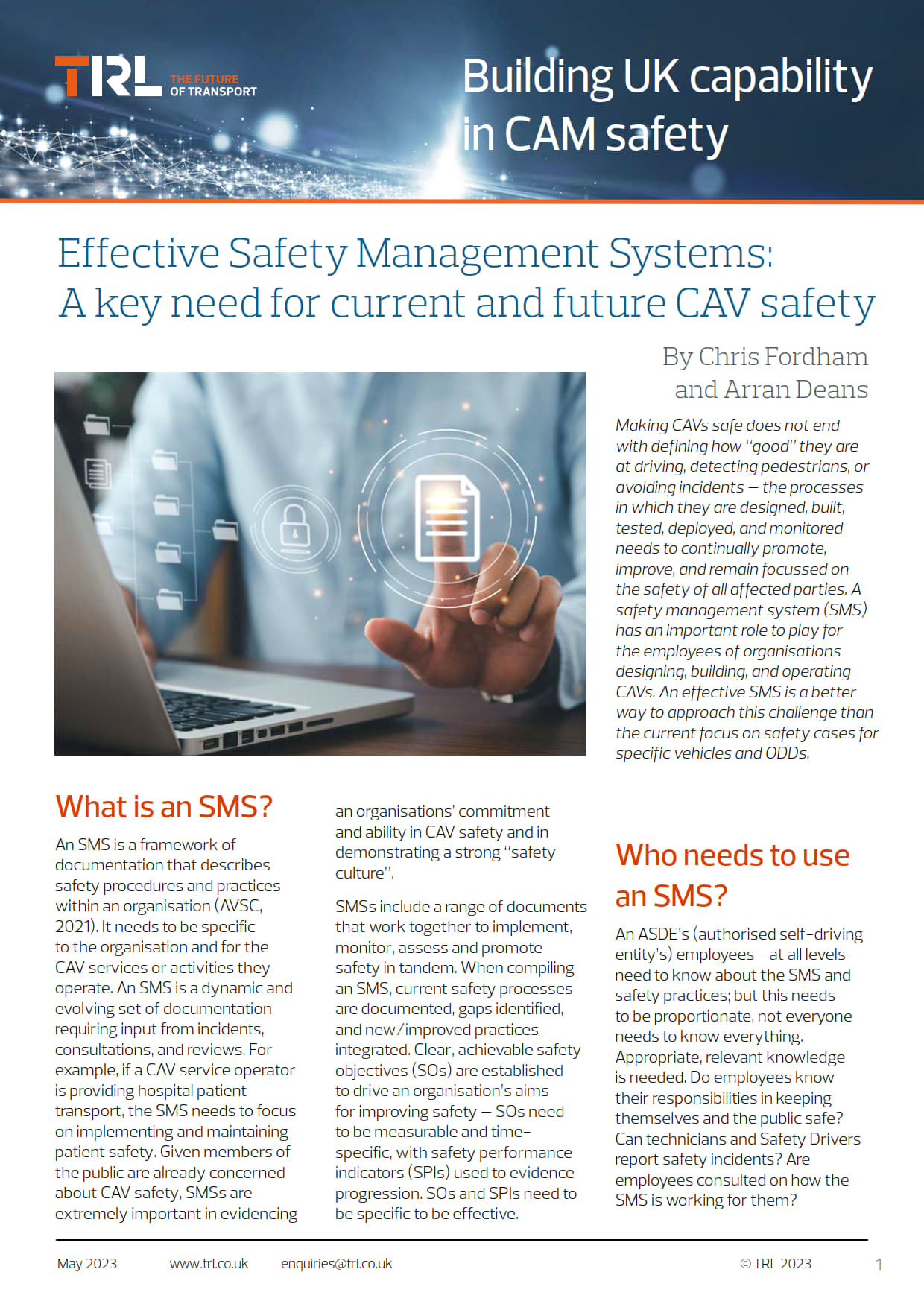 TRL | CAM safety approvals